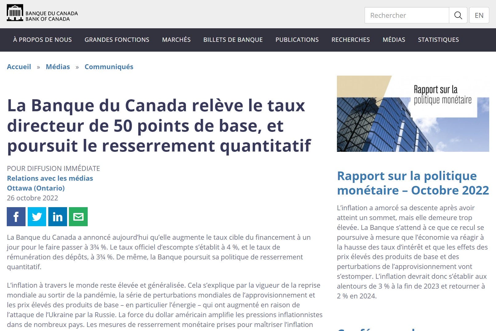 Tiff Macklem a fait grimper le taux de base à 3,75%, depuis mars 2022