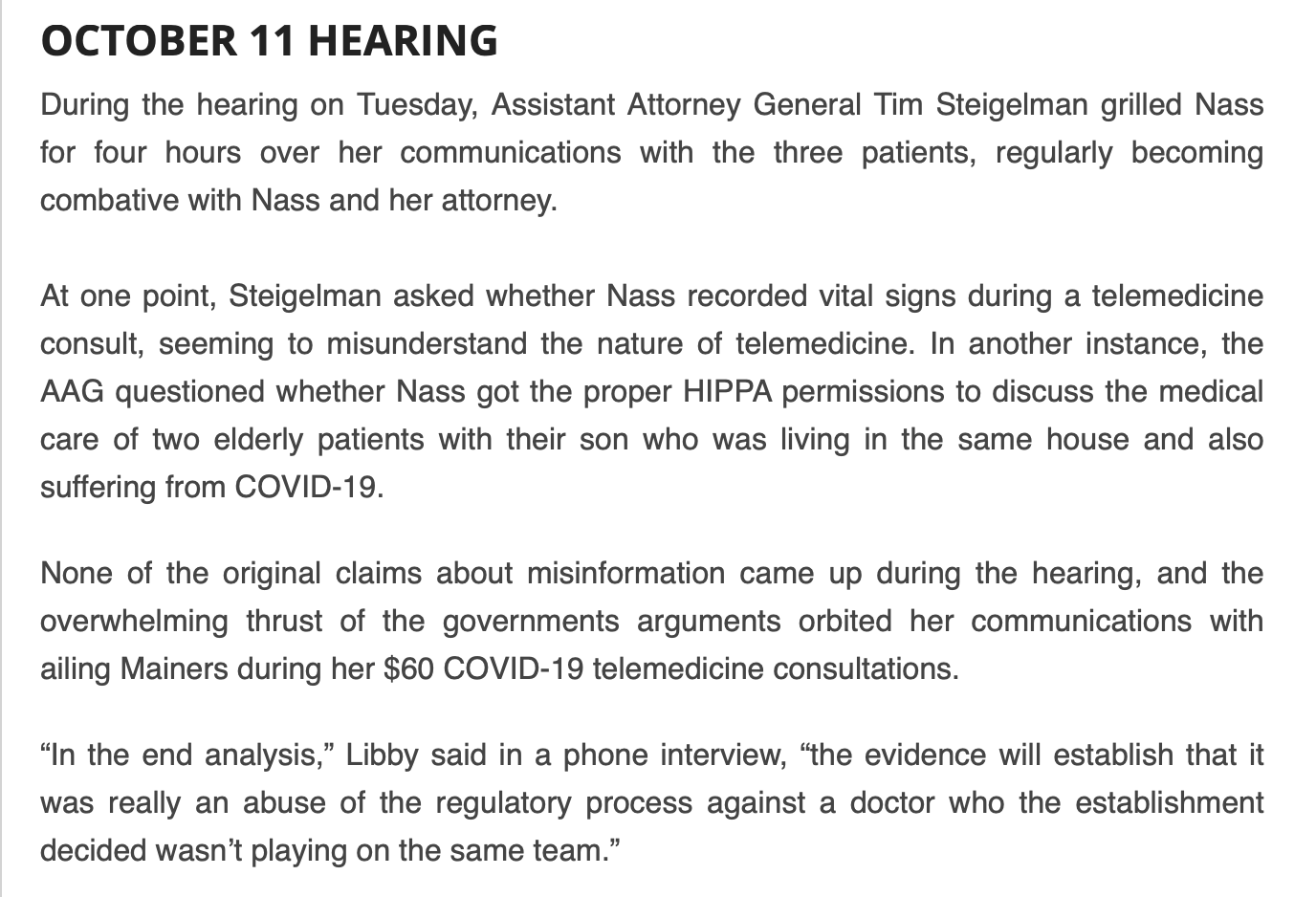 Dr. Dora Mills (Janet's Sister) lobbied for Dr. Nass' Medical License ...