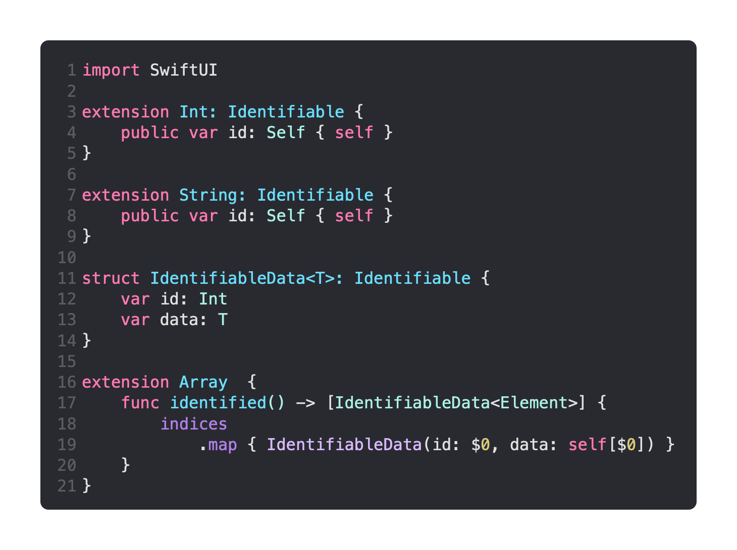 Use .identified() To Use Any Array In a ForEach