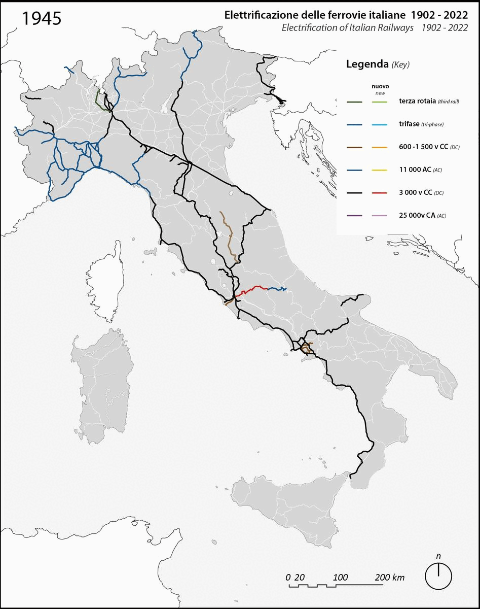 A brief visual history of rail electrification in Italy