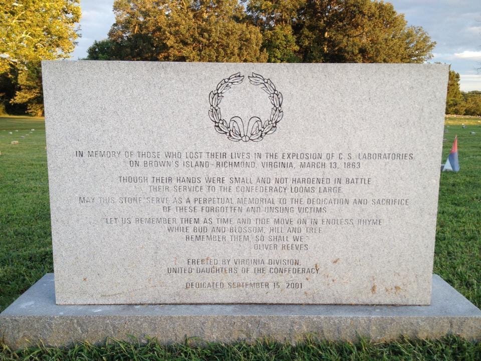 Confederate States Laboratory Established on Brown’s Island, Richmond VA