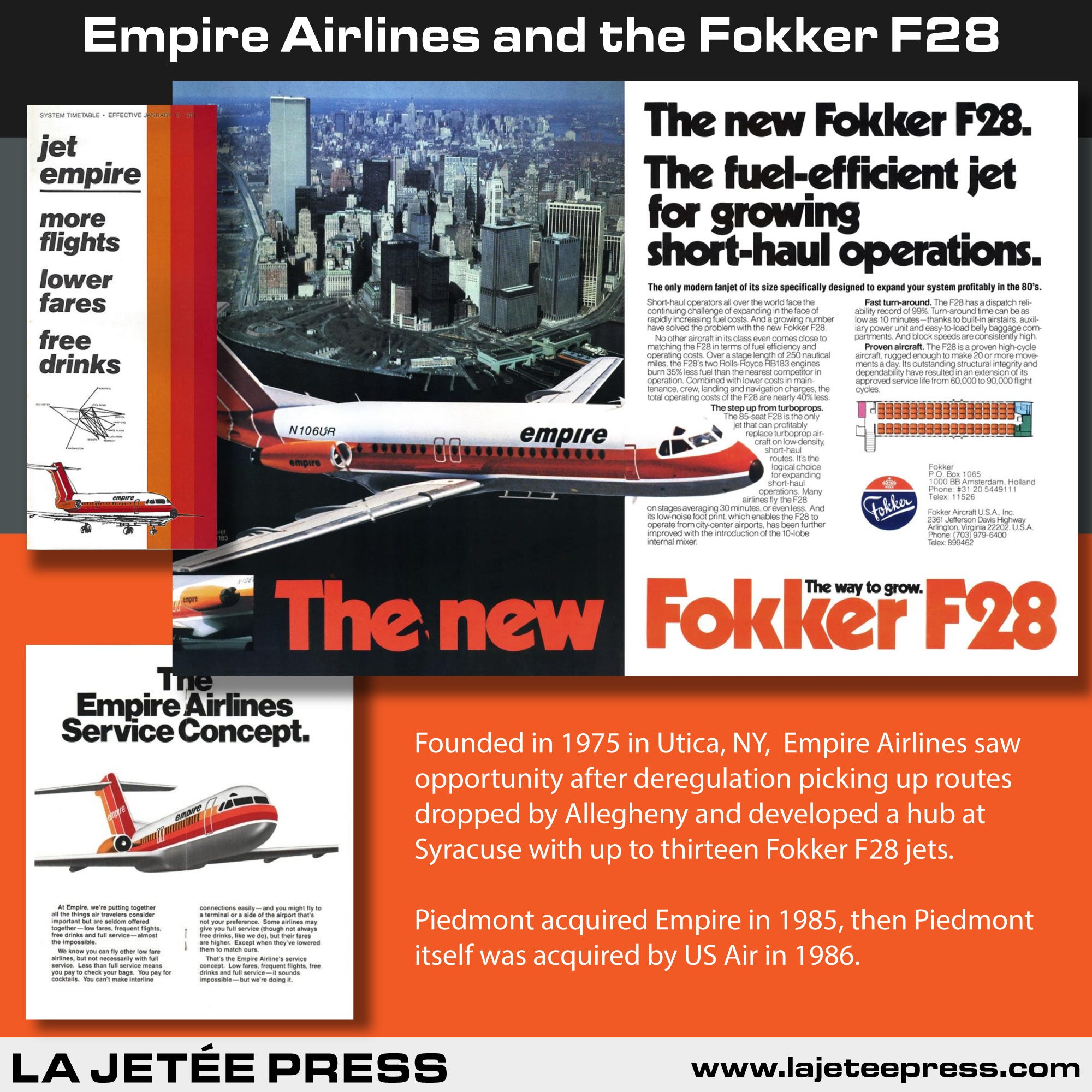 New York-based Empire Airlines and the Fokker F-28 Jet