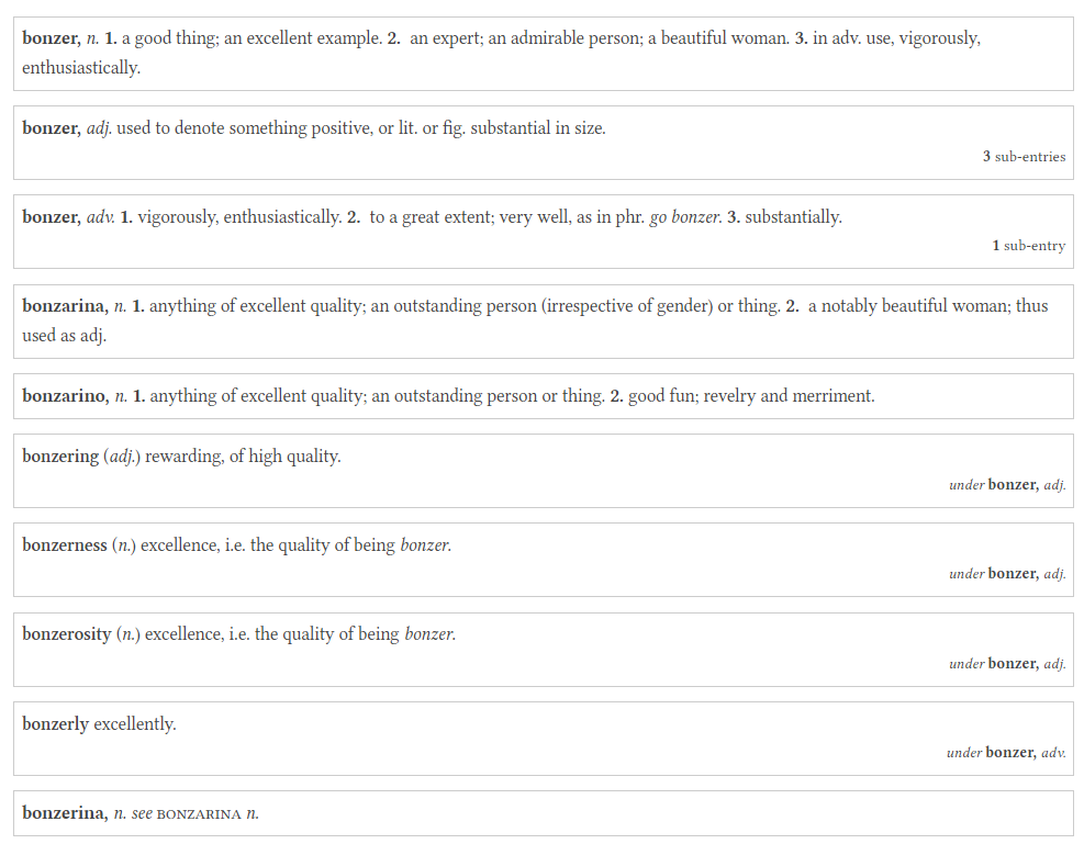 Bonzer Reloaded - Green’s Dictionary of Slang