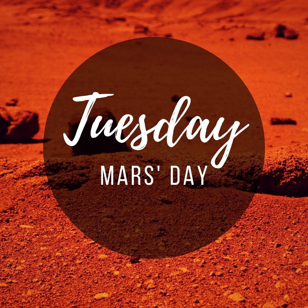Tuesday: Mars' Day - by Jenn Brooks - The Wisdom Sanctuary