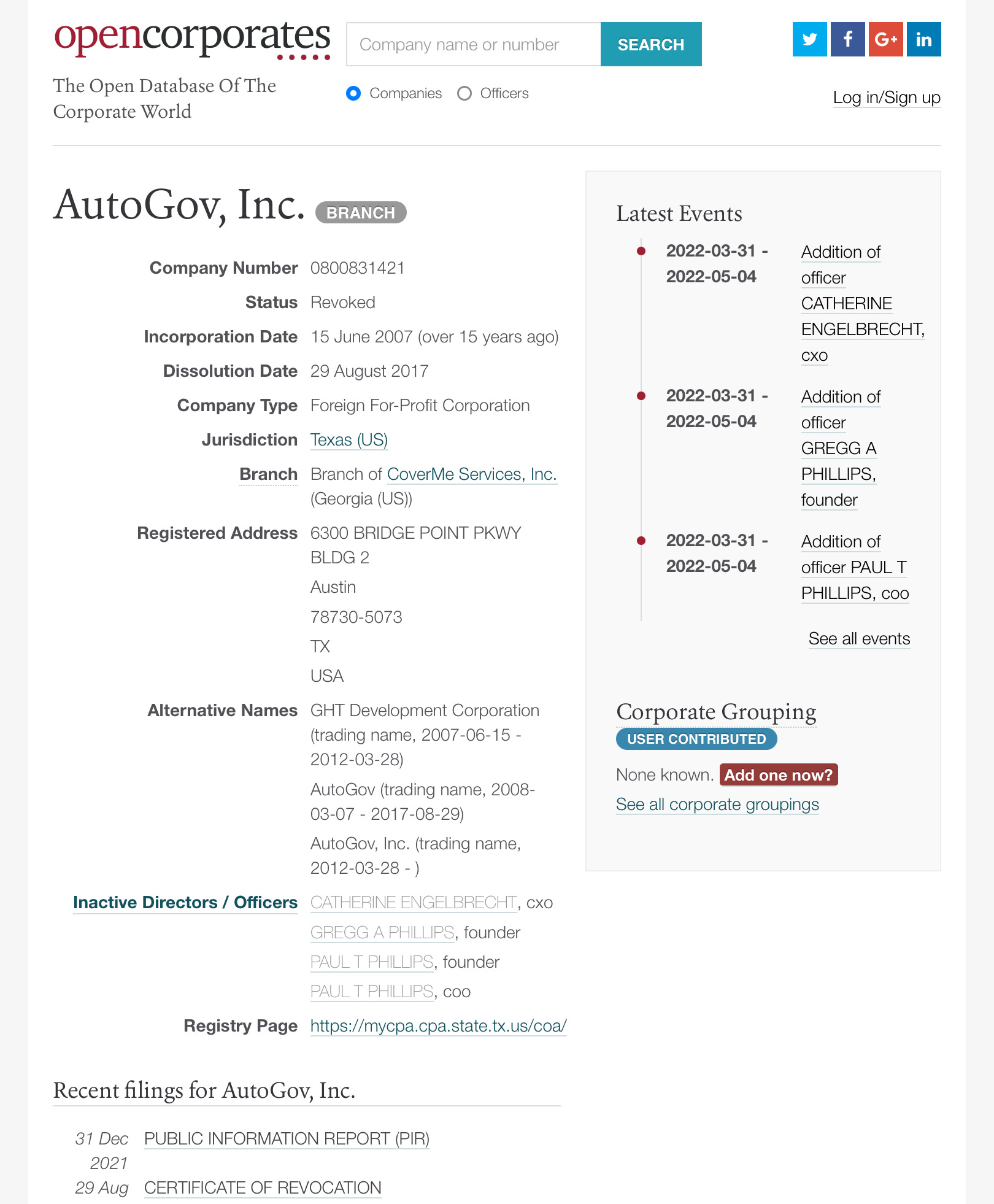 AutoGov, Inc. - by Major Kalhoun - Gregg & Catherine