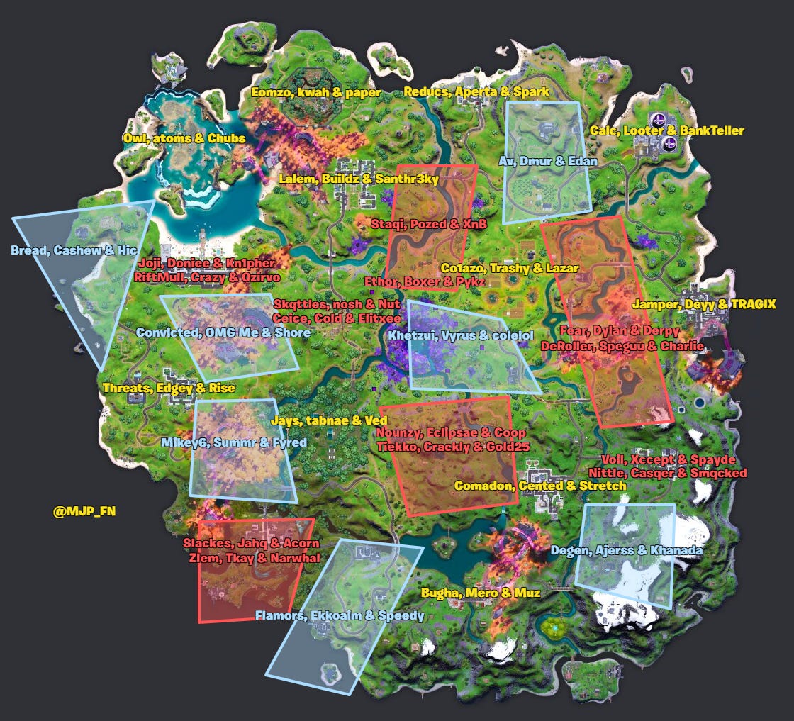 NA East FNCS Chapter 2 Season 8 Week 1 Finals: Predictions & Drop Spot Map