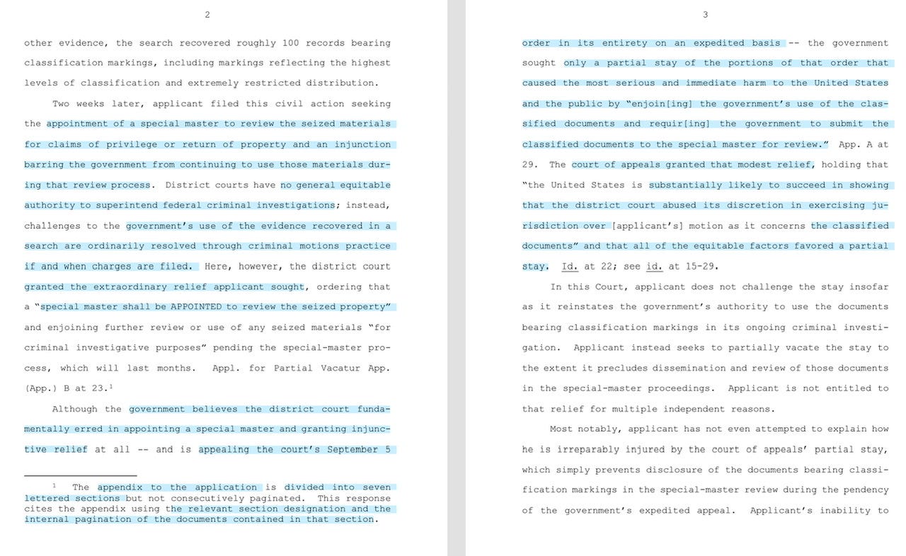 DOJ files response brief to Trump’s SCOTUS emergency petition. It’s a ...