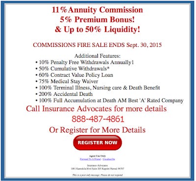 More Ridiculous Annuity Ads - 11% Commissions!