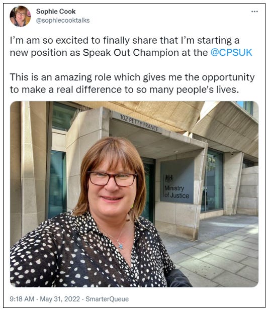 Sophie Cook, The CPS & 'Speaking Out' - by JL