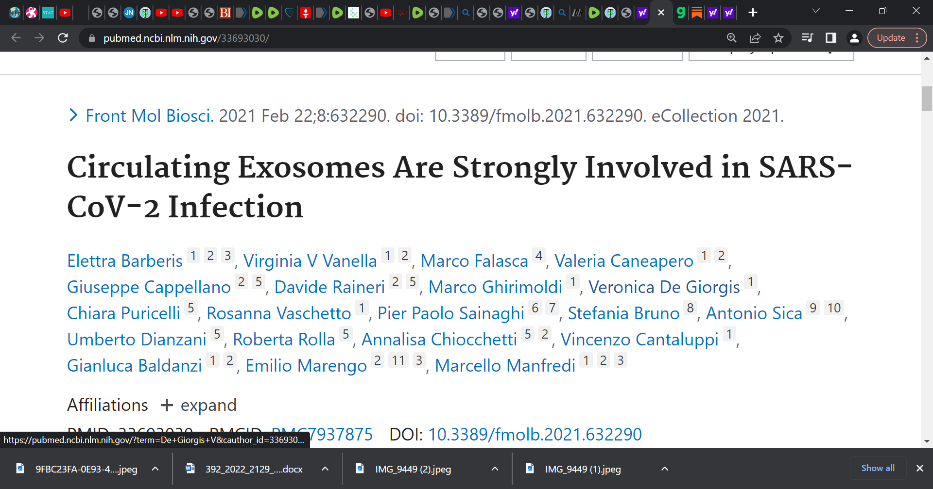 Barberis et al.: "Circulating Exosomes Are Strongly Involved in SARS ...
