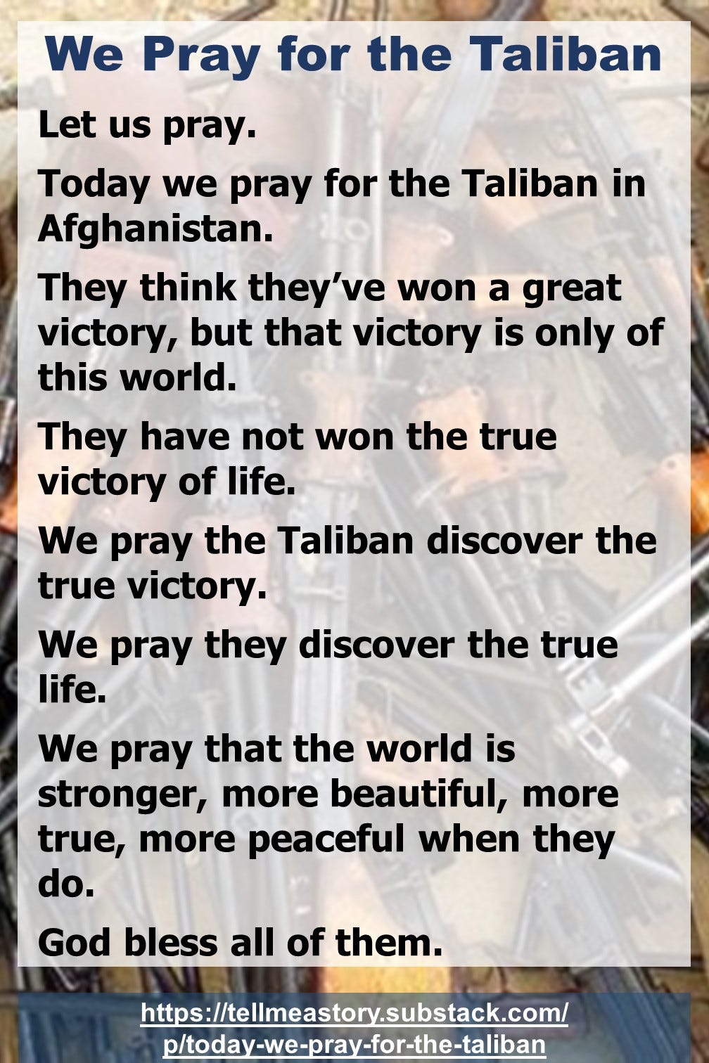 Today We Pray for the Taliban - by John Kremer