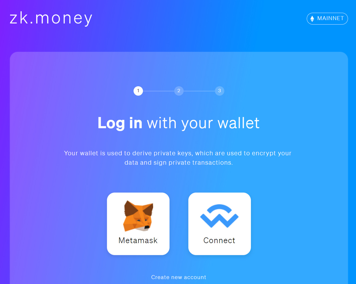 Mainnet Guide - zk.money/Aztec Connect