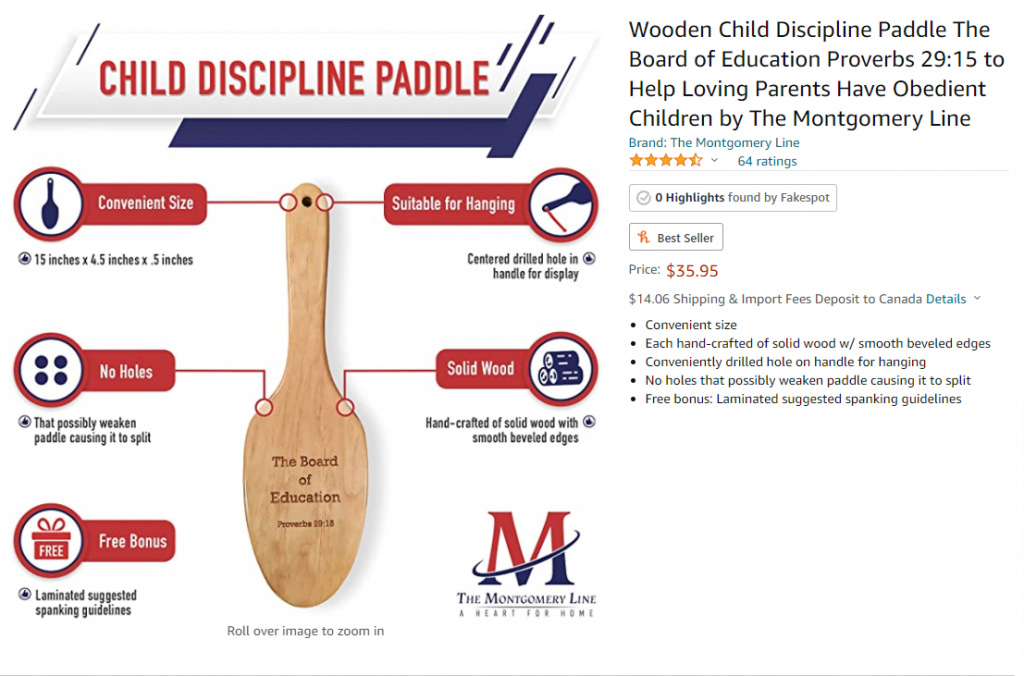 Children’s Spanking Paddle Decorated With Bible Verse Makes ‘Amazon’s ...