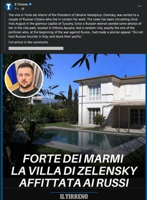 Zelensky Renting His Italian Beachside Mansion Sparks Euro Media Frenzy