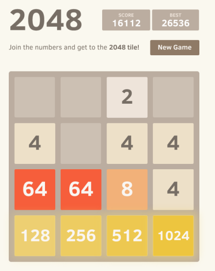 2048 is just cow clicking in binary. - by Luis Pedro Coelho