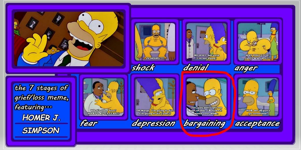 THE 7 STAGES OF GRIEF ... THE BARGAINING STAGE ...