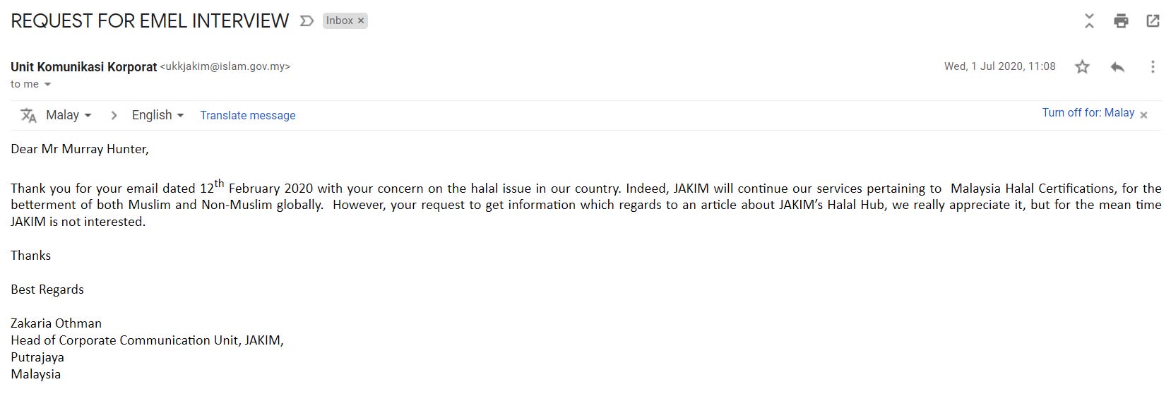 SICHMA statement puts onus back on JAKIM and TFI