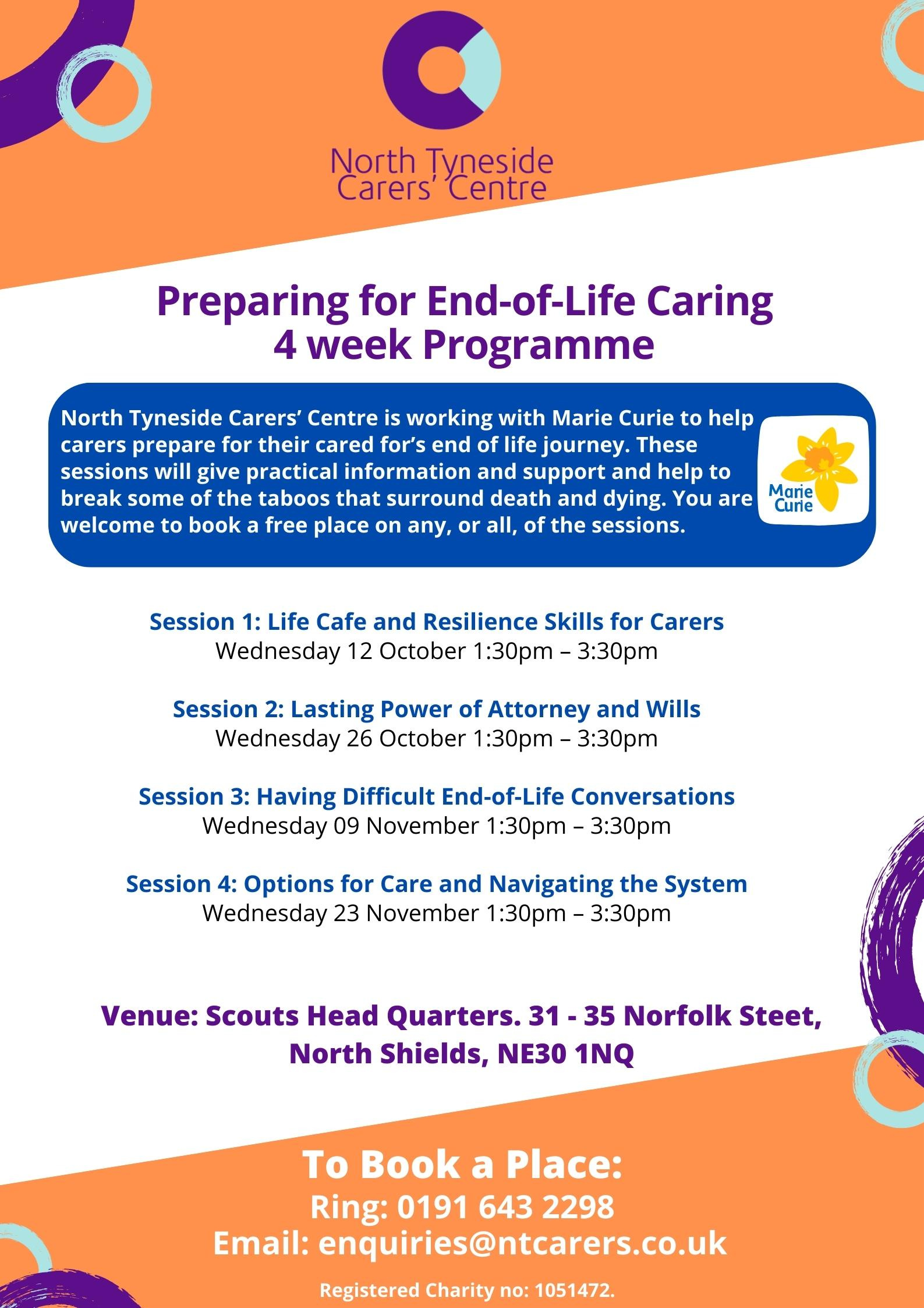 Autumn Training and Information Brochure from the Carers' Centre