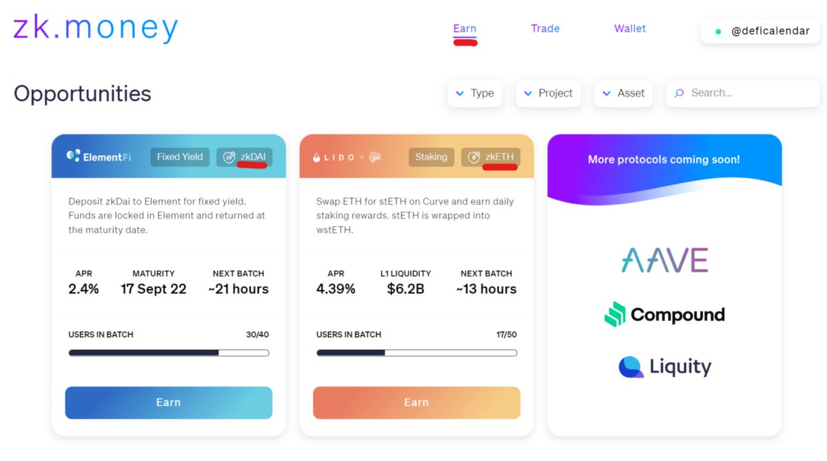 Mainnet Guide - zk.money/Aztec Connect