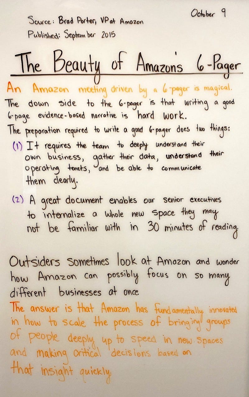 The Beauty of Amazon’s 6-Pager - by Danny Sheridan