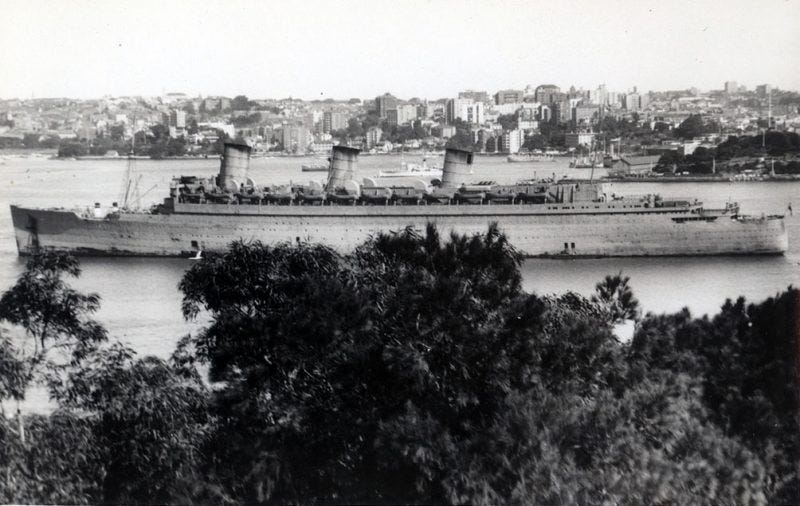 Queen Mary sinks cruiser - by Martin Cherrett