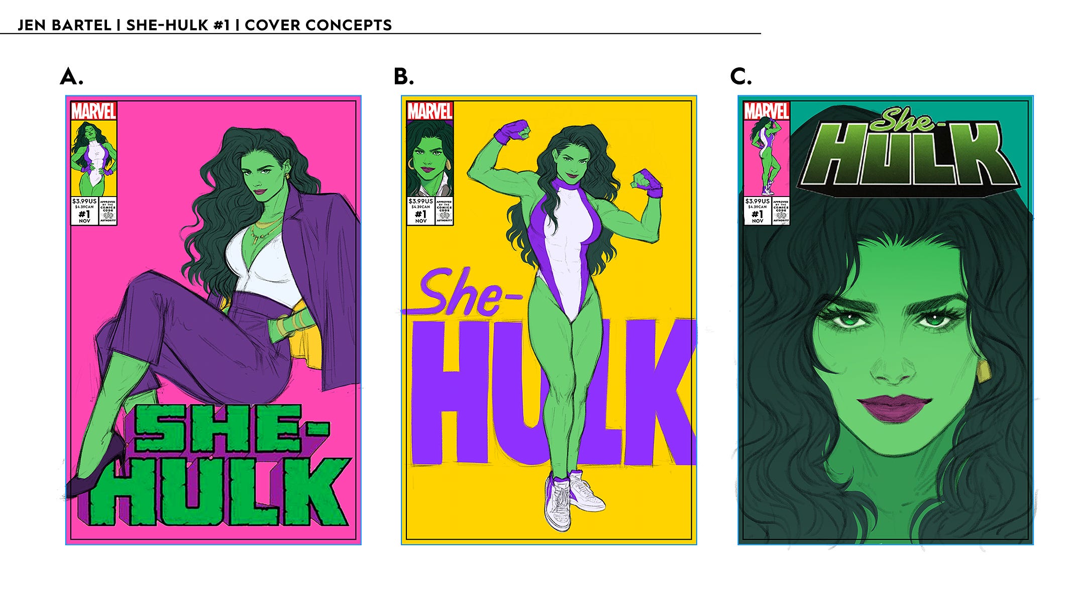 She-Hulk Covers 💚 - by Jen Bartel - JENBARTEL.CLUB 🌈