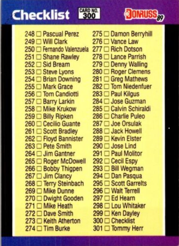 The Baseball Card Checklist Issue - by Russell Smith