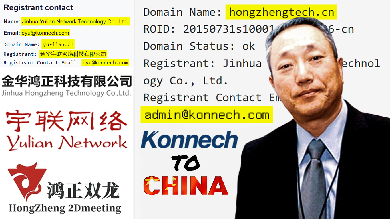 Eugene Yu Konnech to China on hongzhengtech.cn and yu-lian.cn