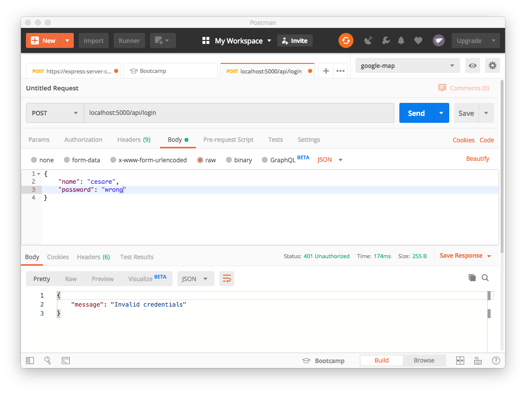 How to validate credentials on log in using bcryptjs