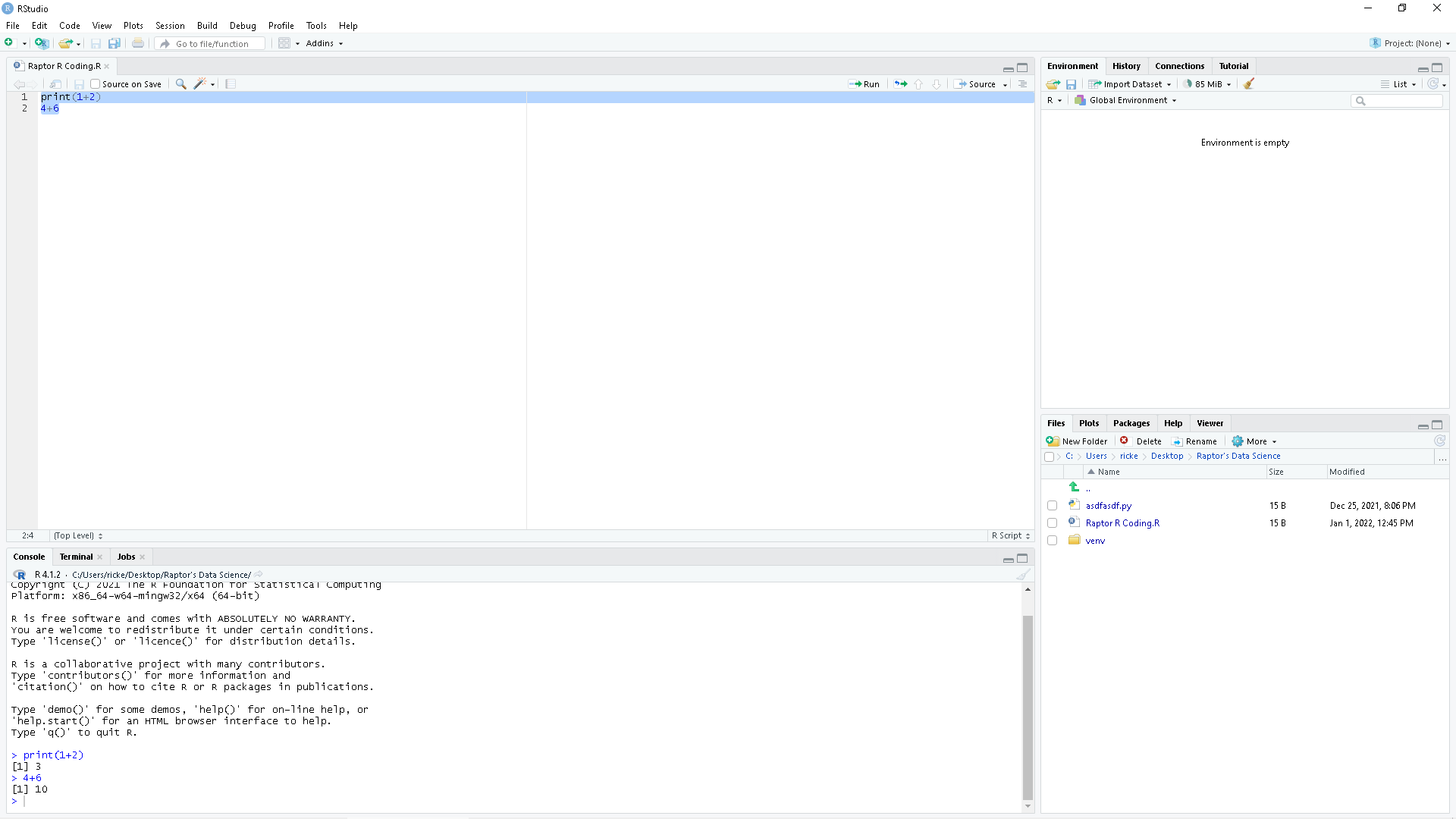 Coding1: Setting up Python, R, and your first program. Part 2.