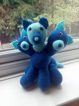 Crocheted Cerberus, Cupid & Psyche - by Eidolon