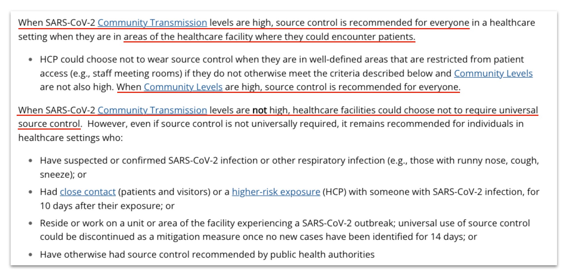 Community levels and Community transmission