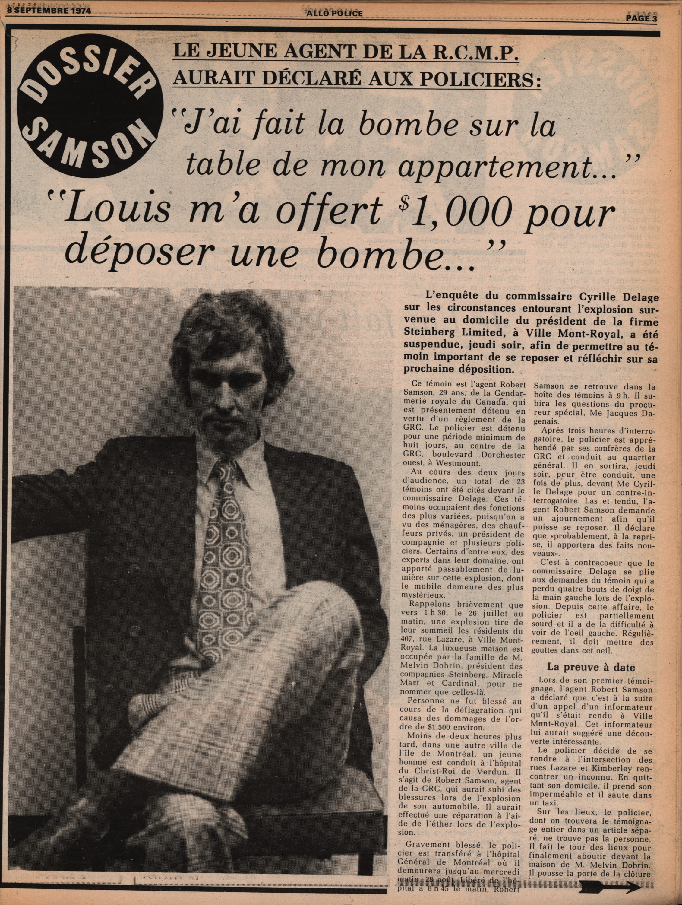 Tout sur l'affaire Samson | Allo Police | 8 septembre 1974