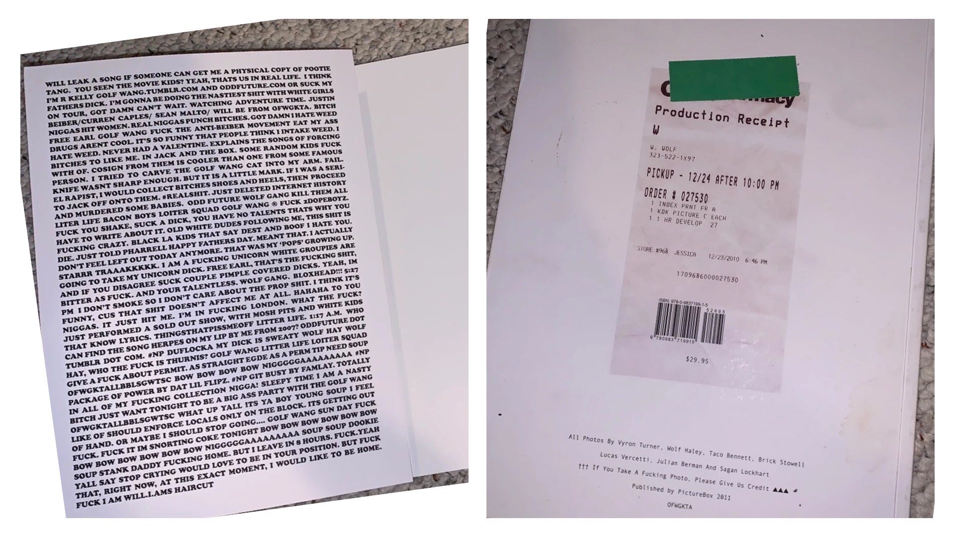 This rare Tyler, the Creator book from when he was a teenager is cool ...