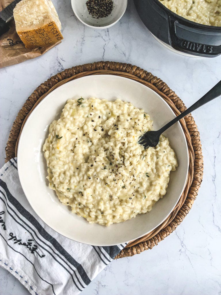 Taleggio & Thyme Risotto - by Reba Toloday - reba cooks