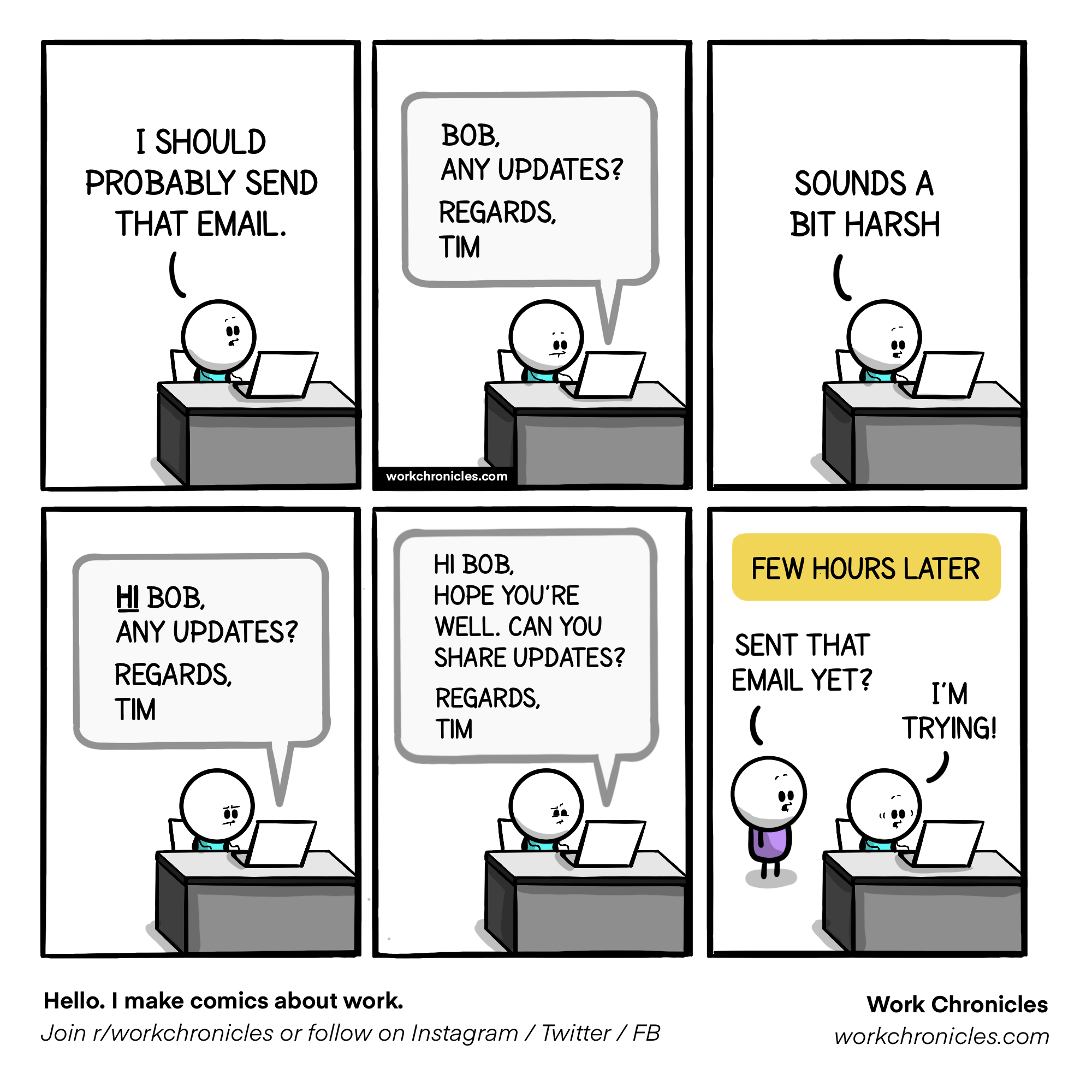 (comic) Composing an Email - Work Chronicles