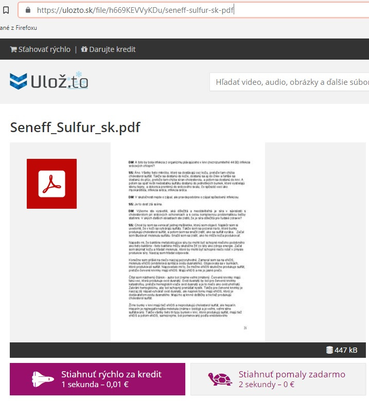 Užívanie síry znižuje riziko úmrtia