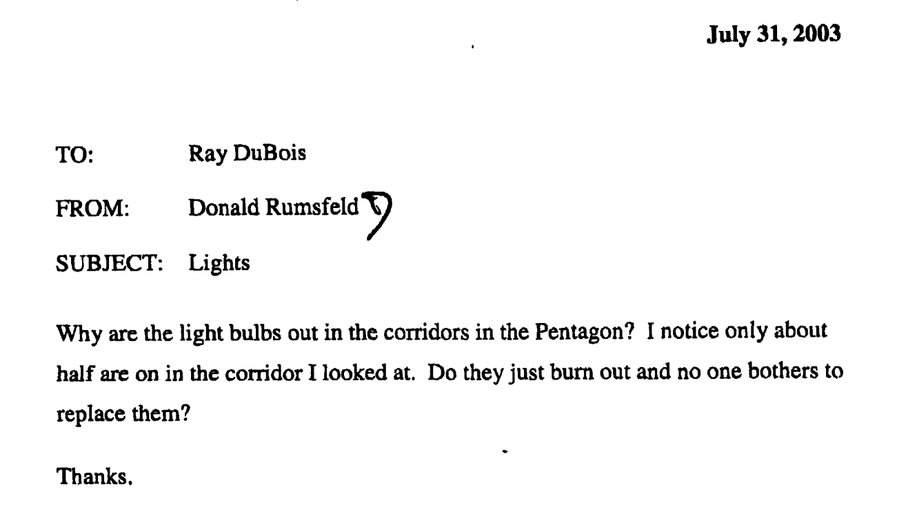 The Rumsfeld memos you probably haven't seen