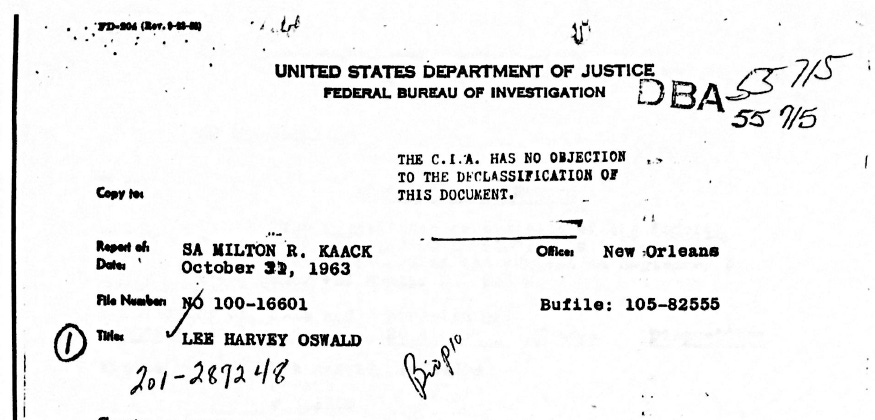 She Signed for Detailed Report on Oswald Eight Days Before Kennedy Was ...