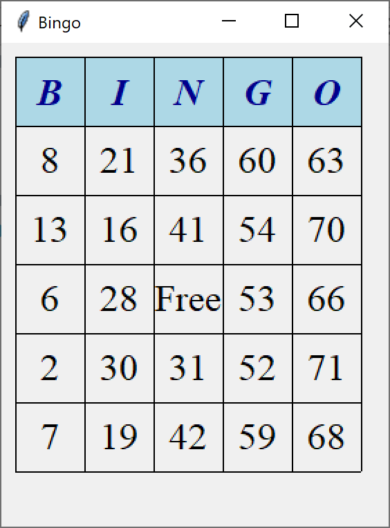 Using Python Classes To Create Bingo Cards