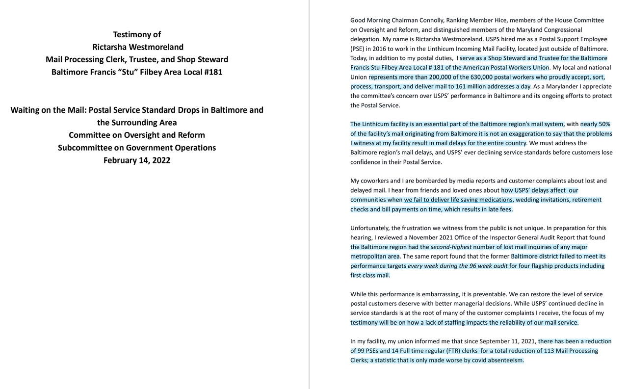 Happening now - House OverSight and the USPS significant delays in ...