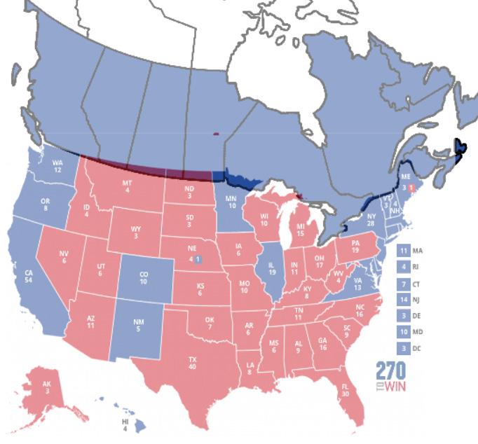 How Canada would vote in a U.S. election - by Éric Grenier