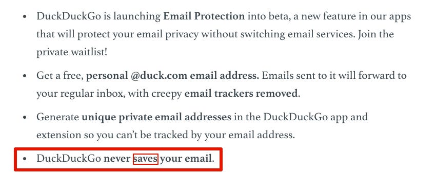 DuckDuckGo's Tracking Disabling and Disposable Email Services