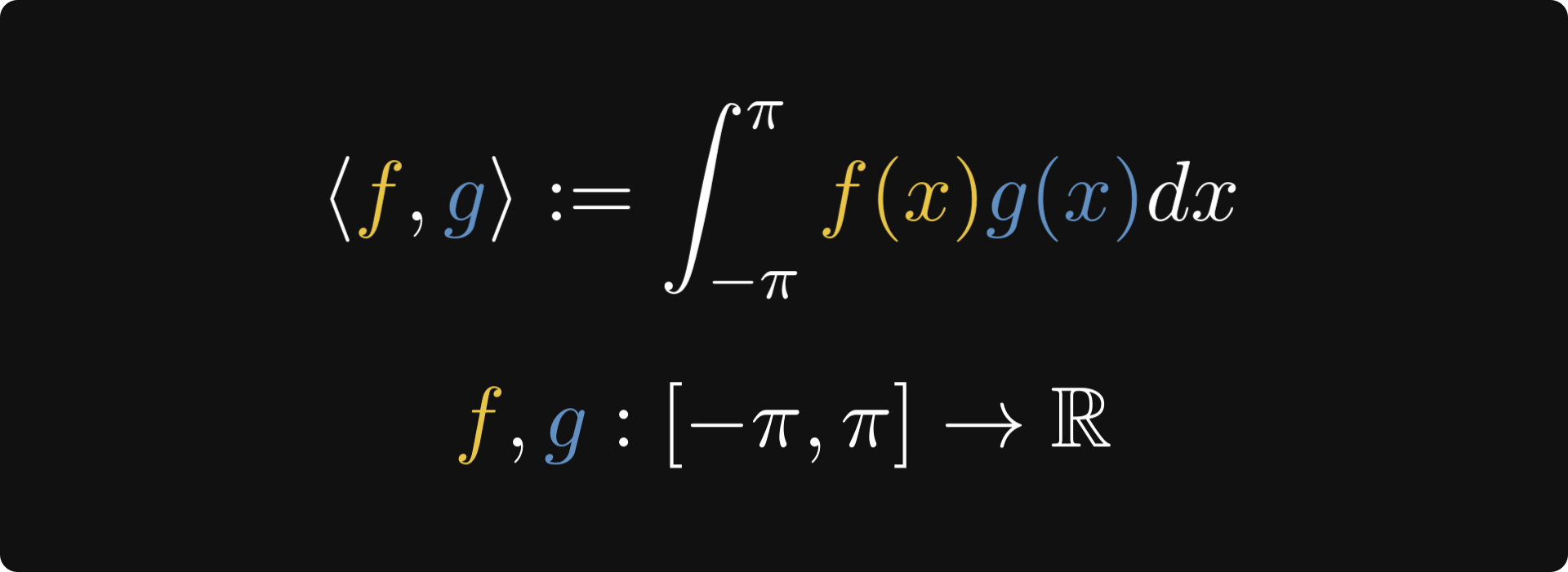 How to measure the angle between two functions