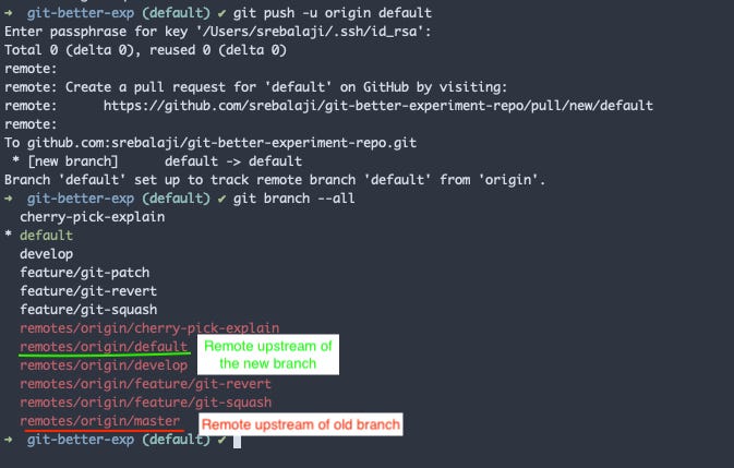 How to change git default branch from master
