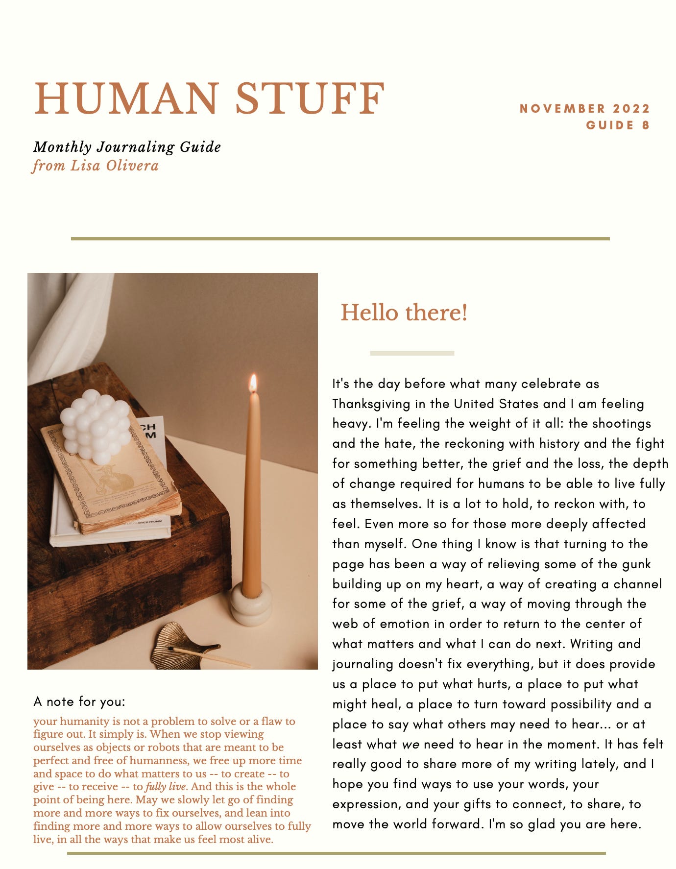 November Journaling Guide - by Lisa Olivera - Human Stuff