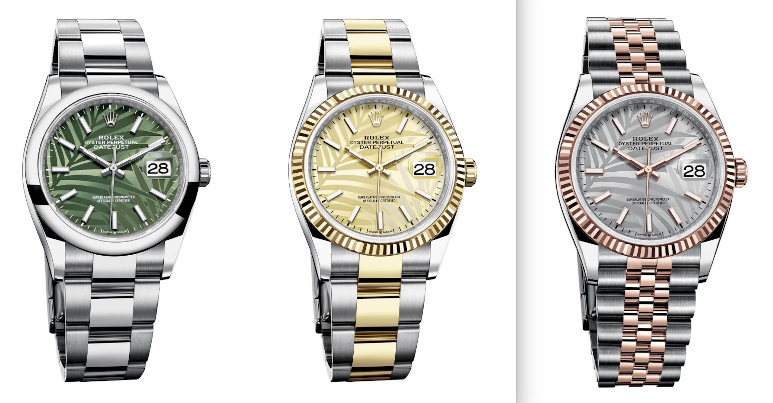 Review of Rolex Datejust 36mm Stainless Steel in Green Palm Dial Ref ...