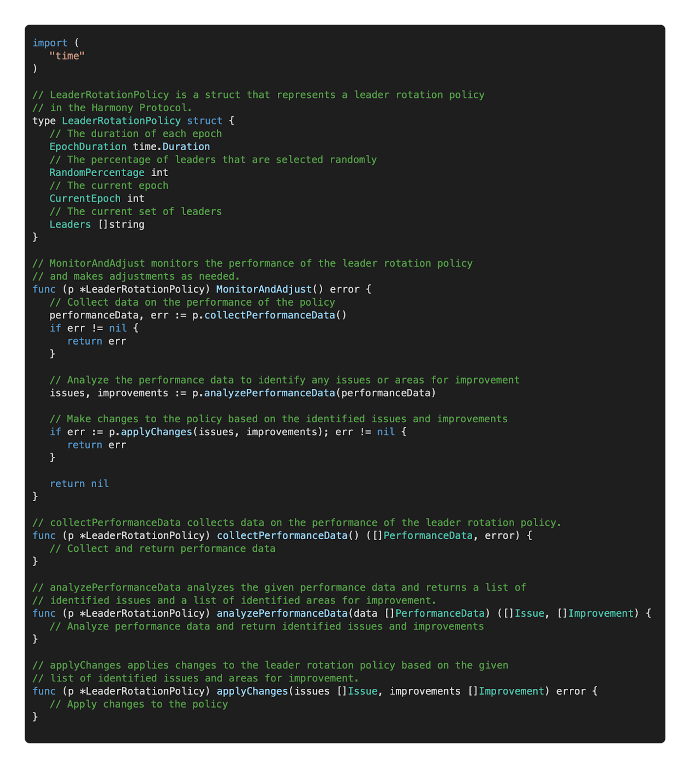 Exploring Leader Rotation Policies in Harmony