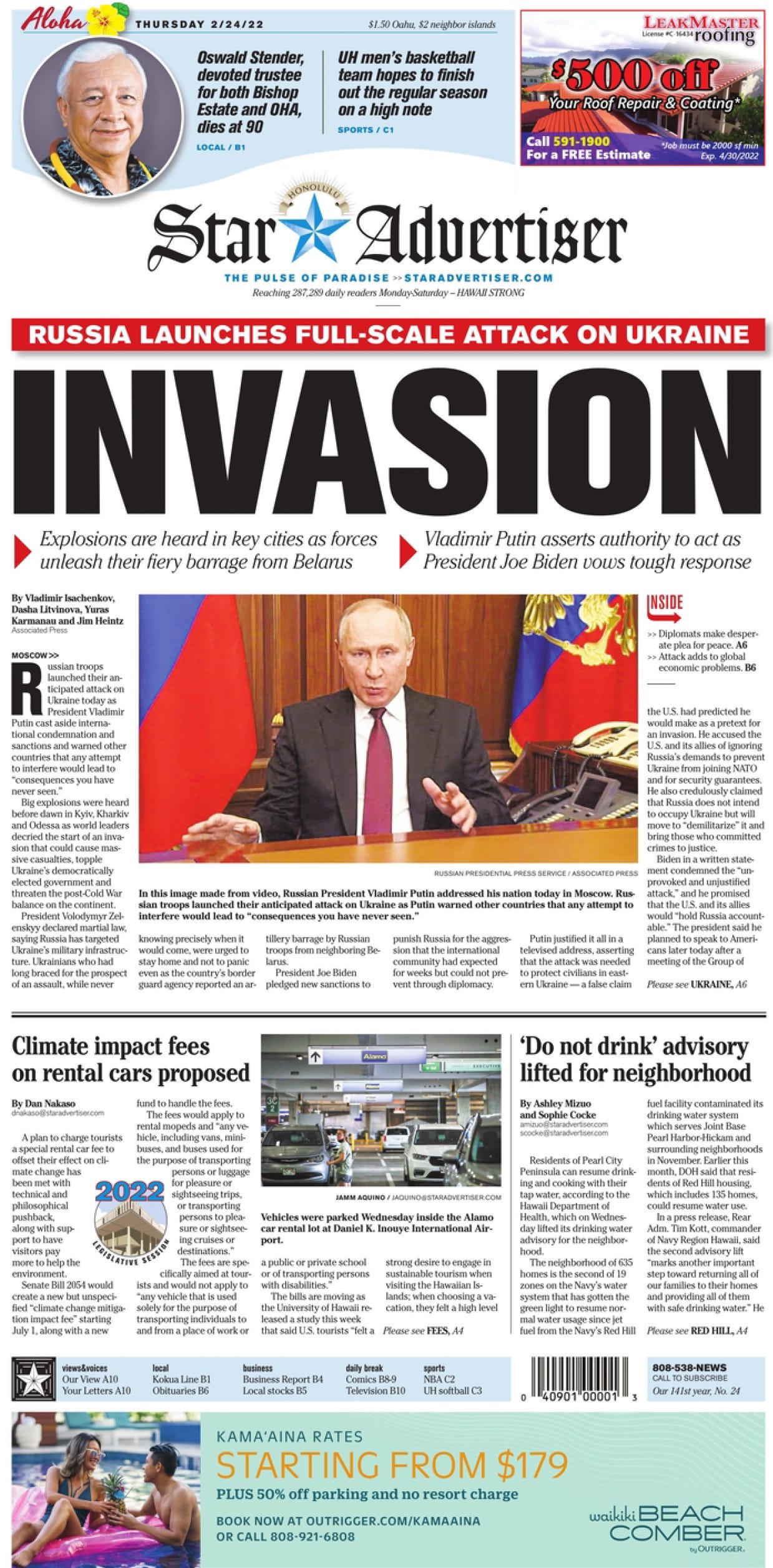 How newspaper front pages covered Russia's invasion of Ukraine
