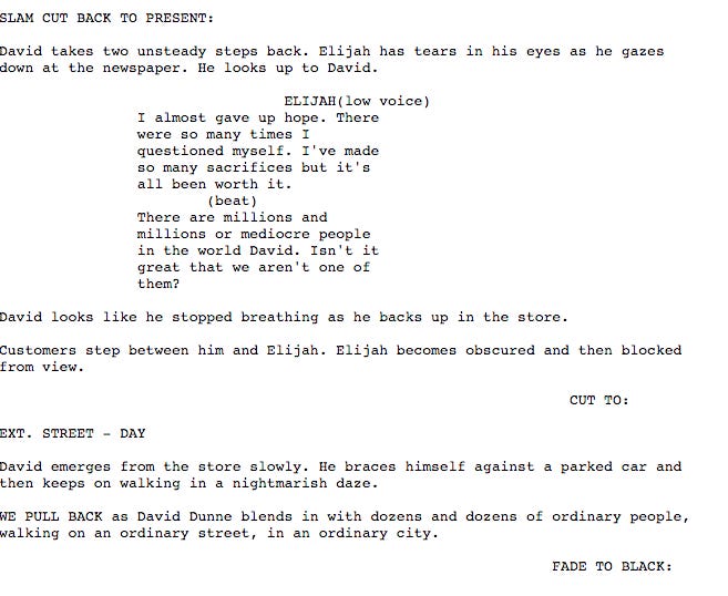 On the Unseen Alternate Endings of "Unbreakable" and "Glass"